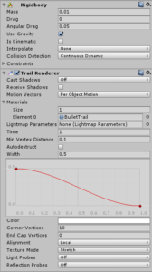 UnityのTrailRendererを使って弾の軌跡を表示する | Unityを使った3Dゲームの作り方（かめくめ）